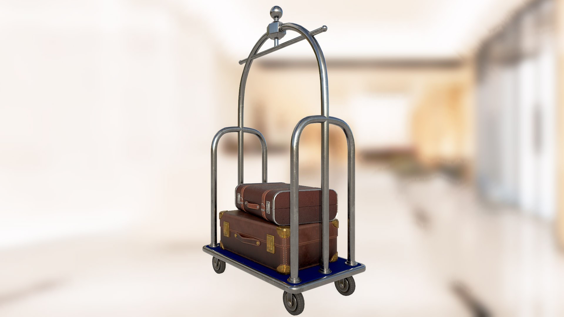 Hotel Luggage Trolley PBR Game Ready Low-poly Model - TurboSquid 2028372