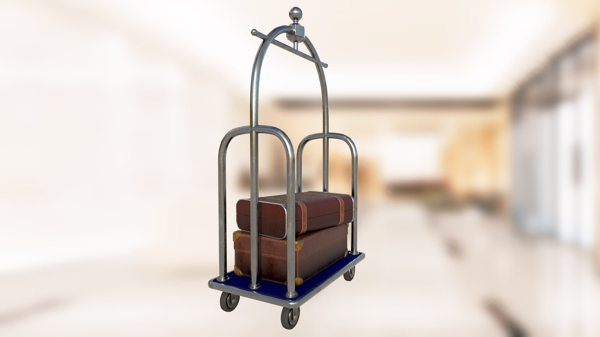 Hotel Luggage Trolley PBR Game Ready Low-poly Model - TurboSquid 2028372