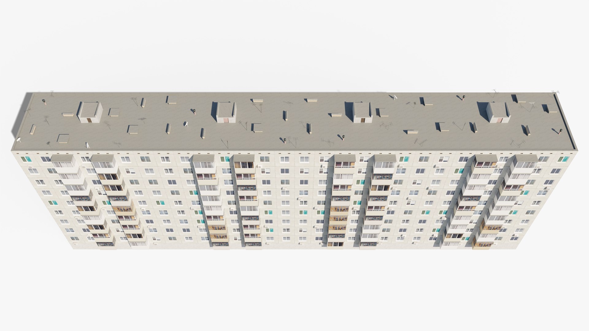 Soviet Panel Appartment Building With Four Entrances 3D Model ...