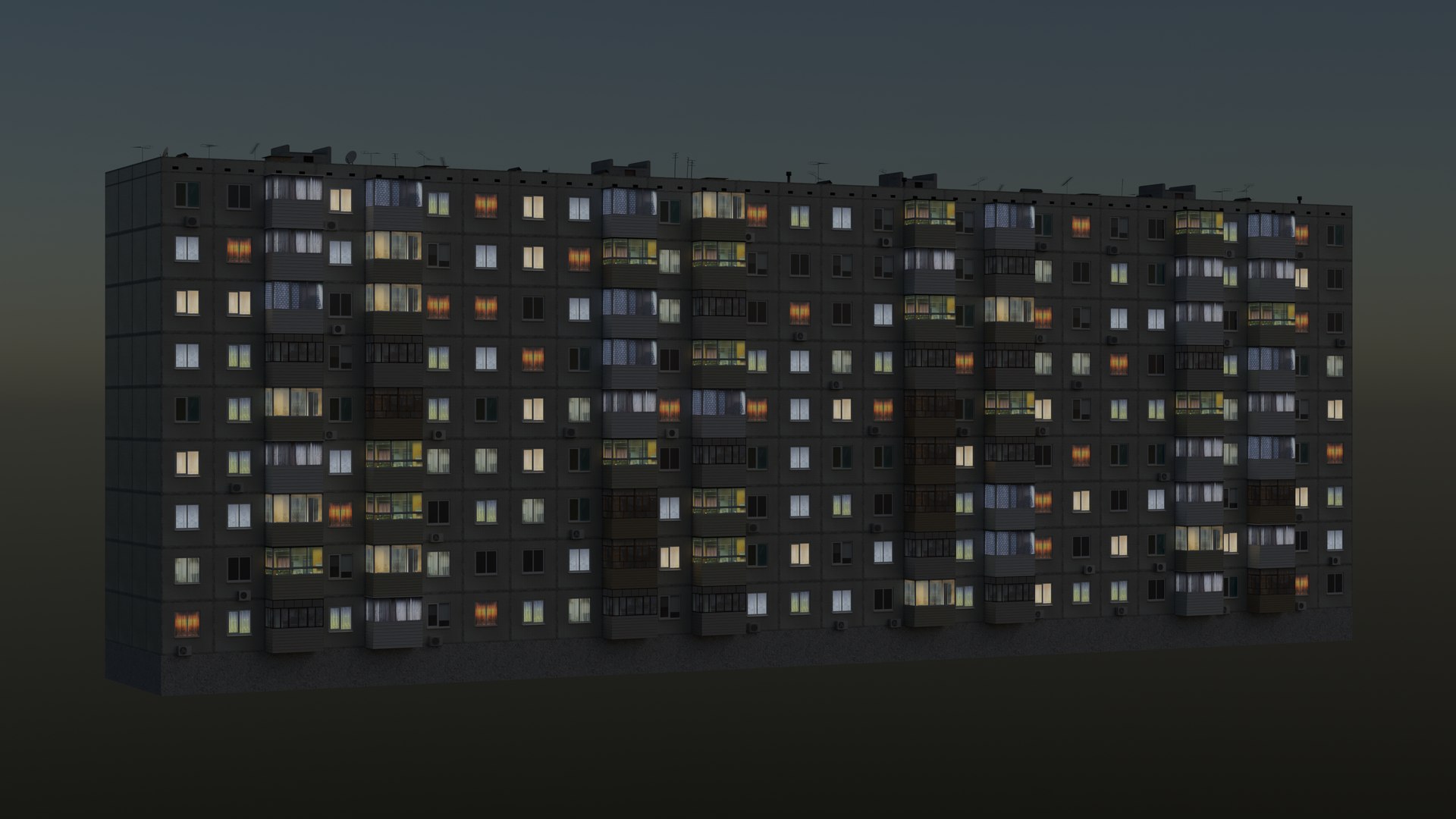 Soviet Panel Appartment Building With Four Entrances 3D Model ...