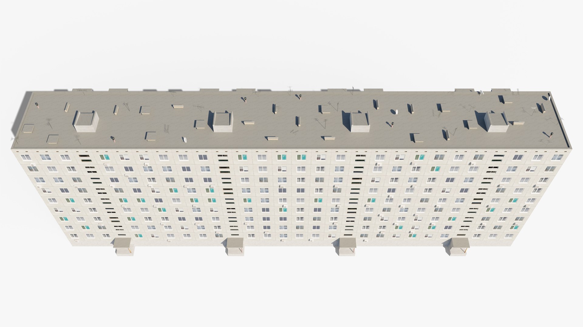 Soviet Panel Appartment Building With Four Entrances 3D Model ...