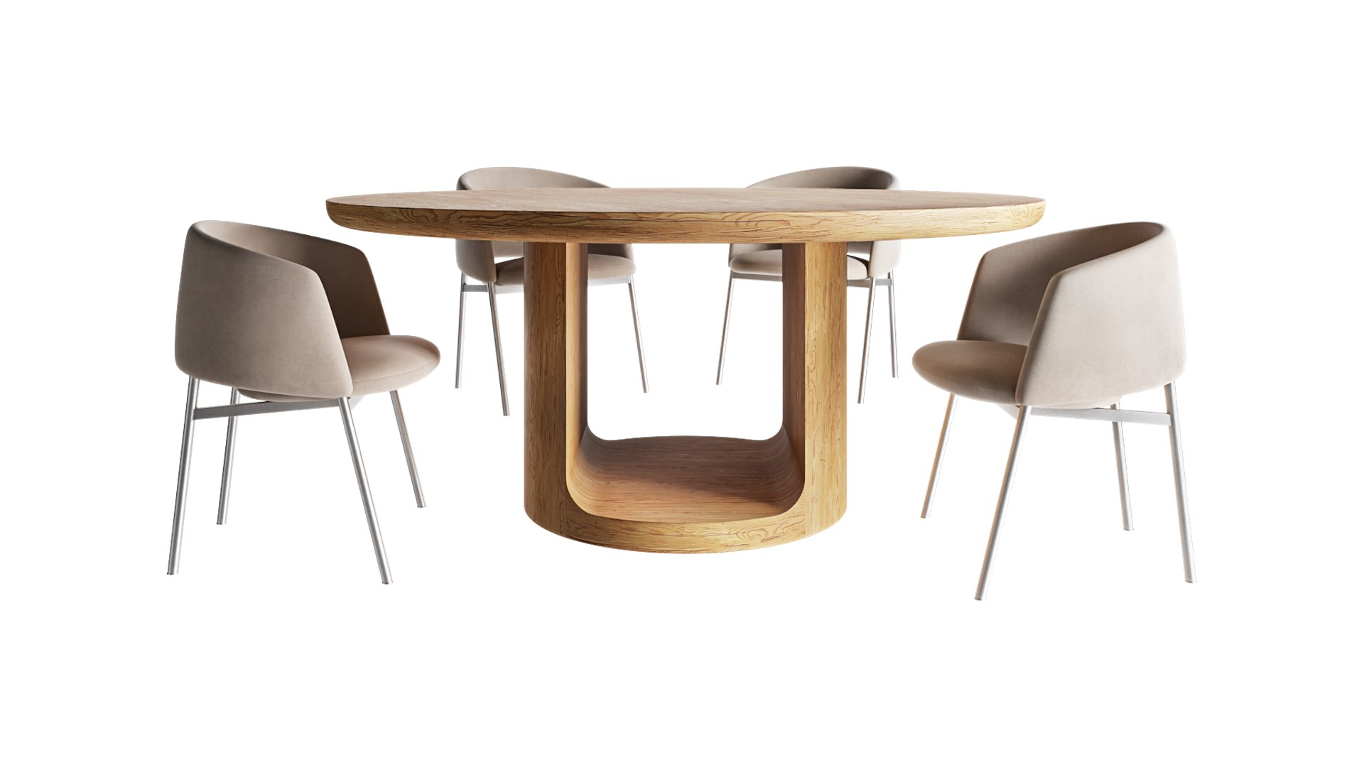 Oslo Open Round Dining Table And Collar Dining Chair 3D Model - TurboSquid 2168670