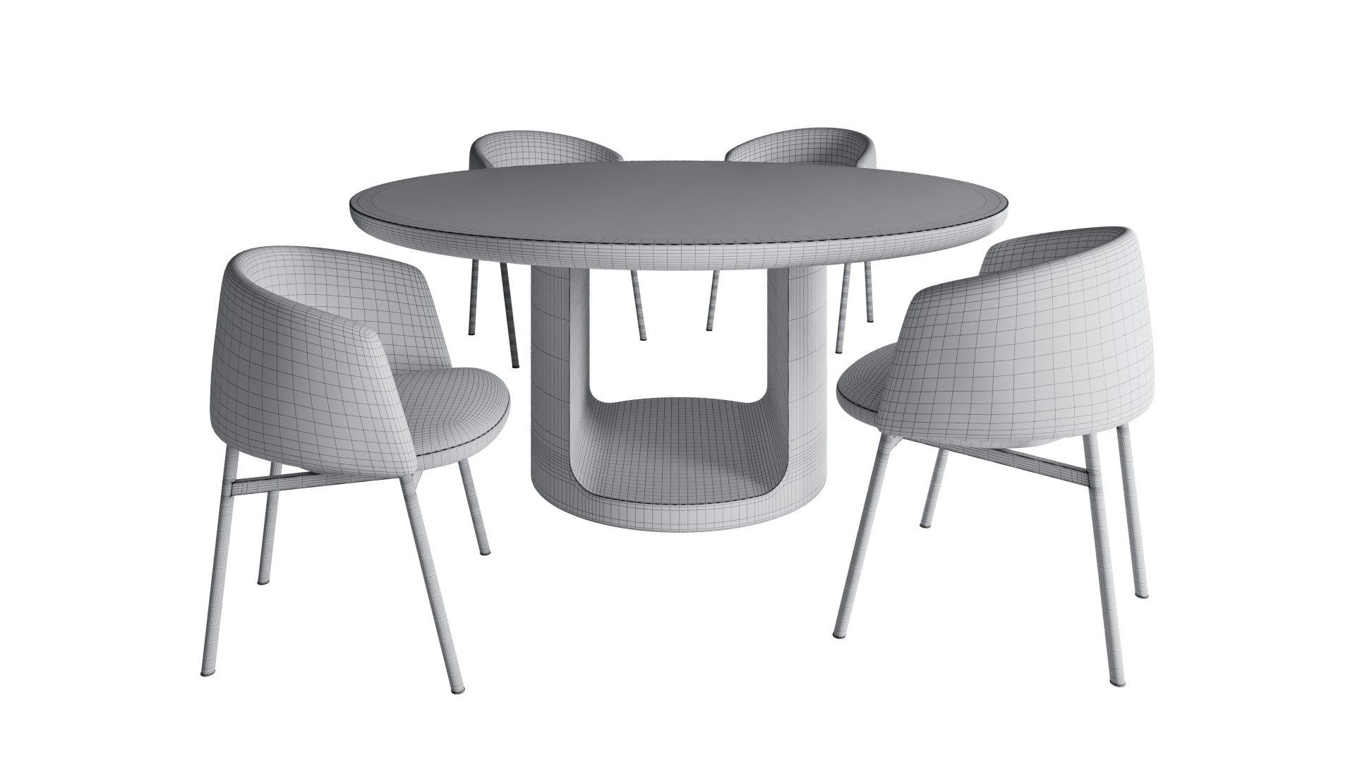 Oslo Open Round Dining Table And Collar Dining Chair 3D Model - TurboSquid 2168670