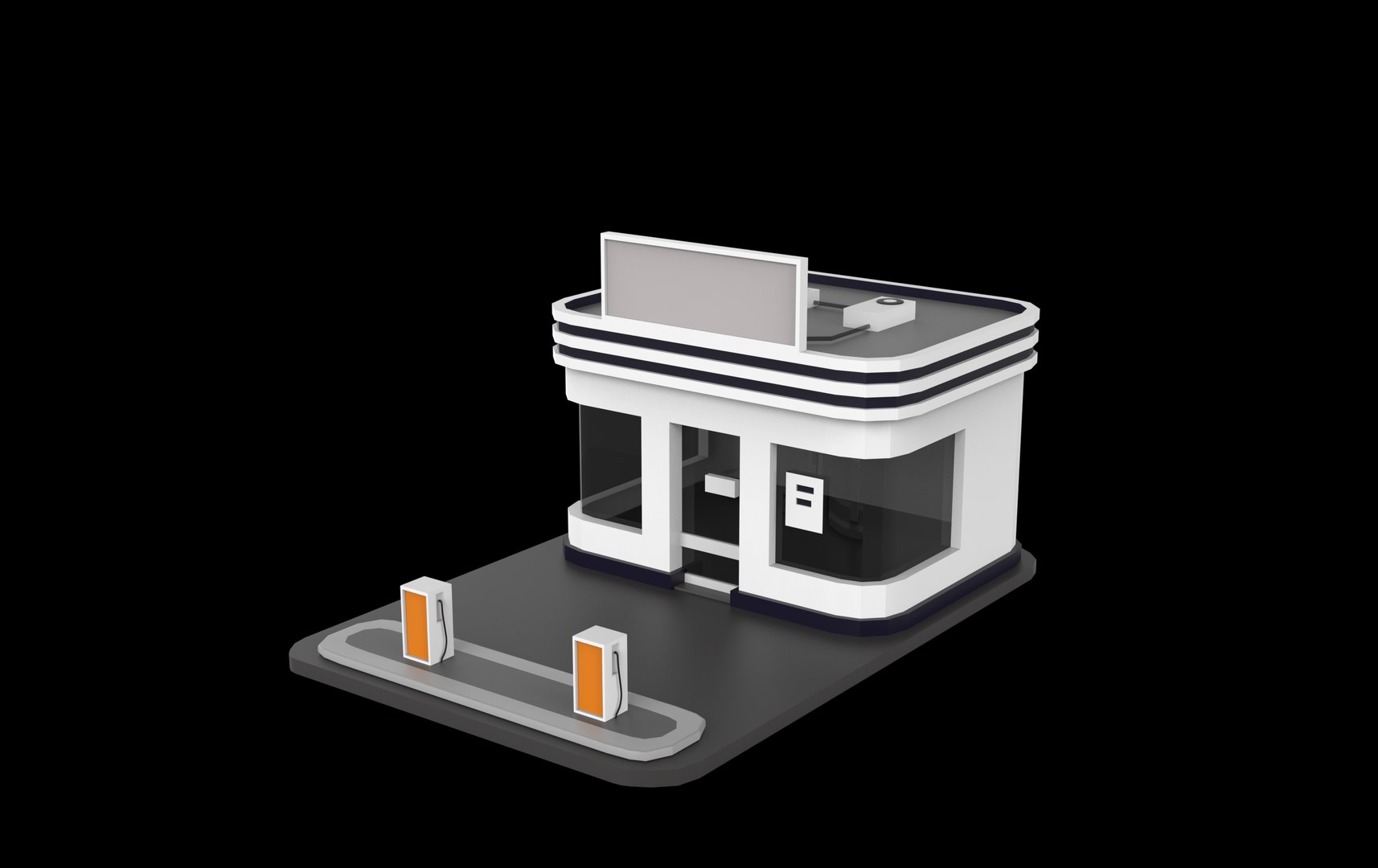 Gas Station Low-poly 3D Model Model - TurboSquid 2338874