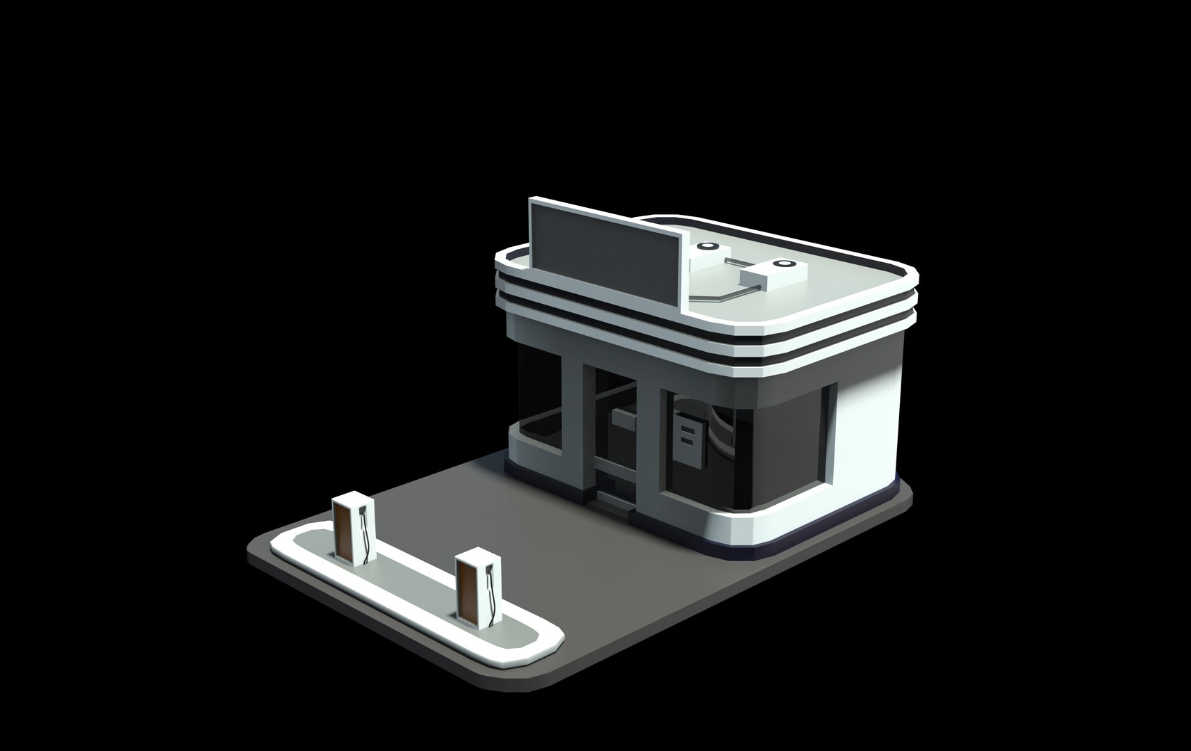 Gas Station Low-poly 3D Model Model - TurboSquid 2338874