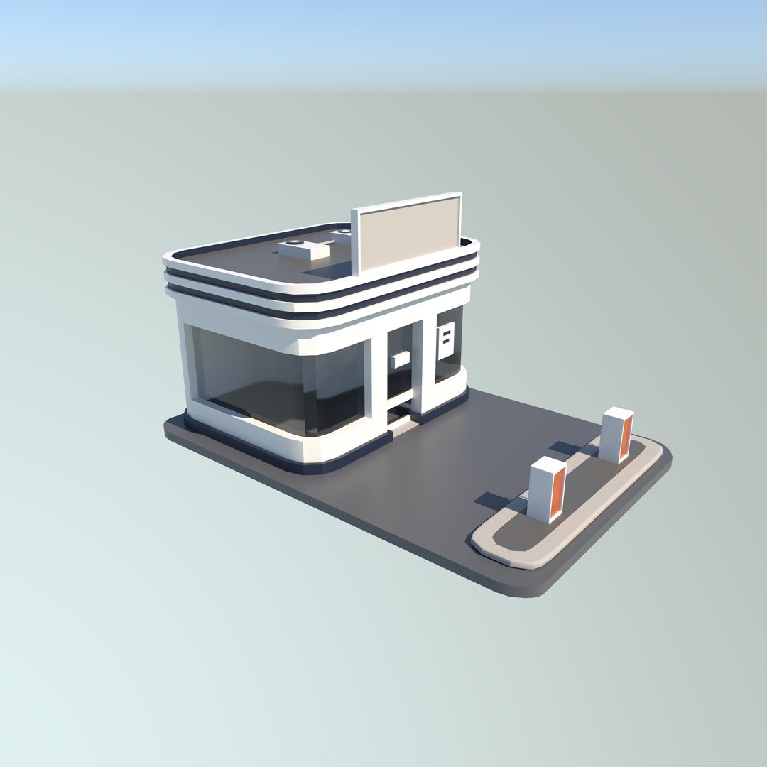 Gas Station Low-poly 3D Model Model - TurboSquid 2338874