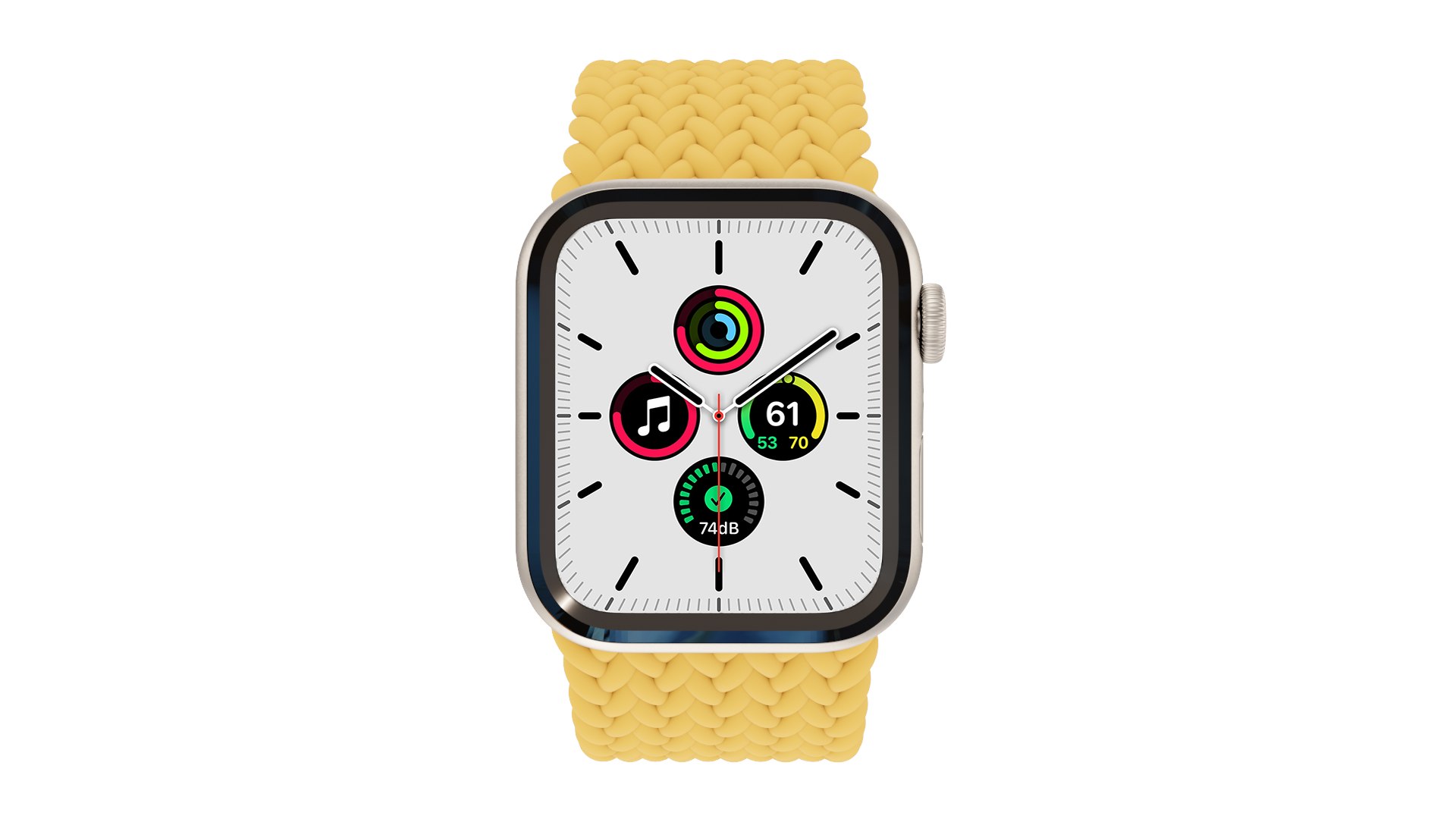 Apple Watch SE - Silver Aluminium Case With Maize Braided Solo Loop 3D ...