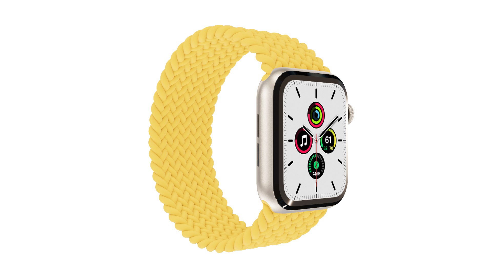 Apple Watch SE - Silver Aluminium Case With Maize Braided Solo Loop 3D ...