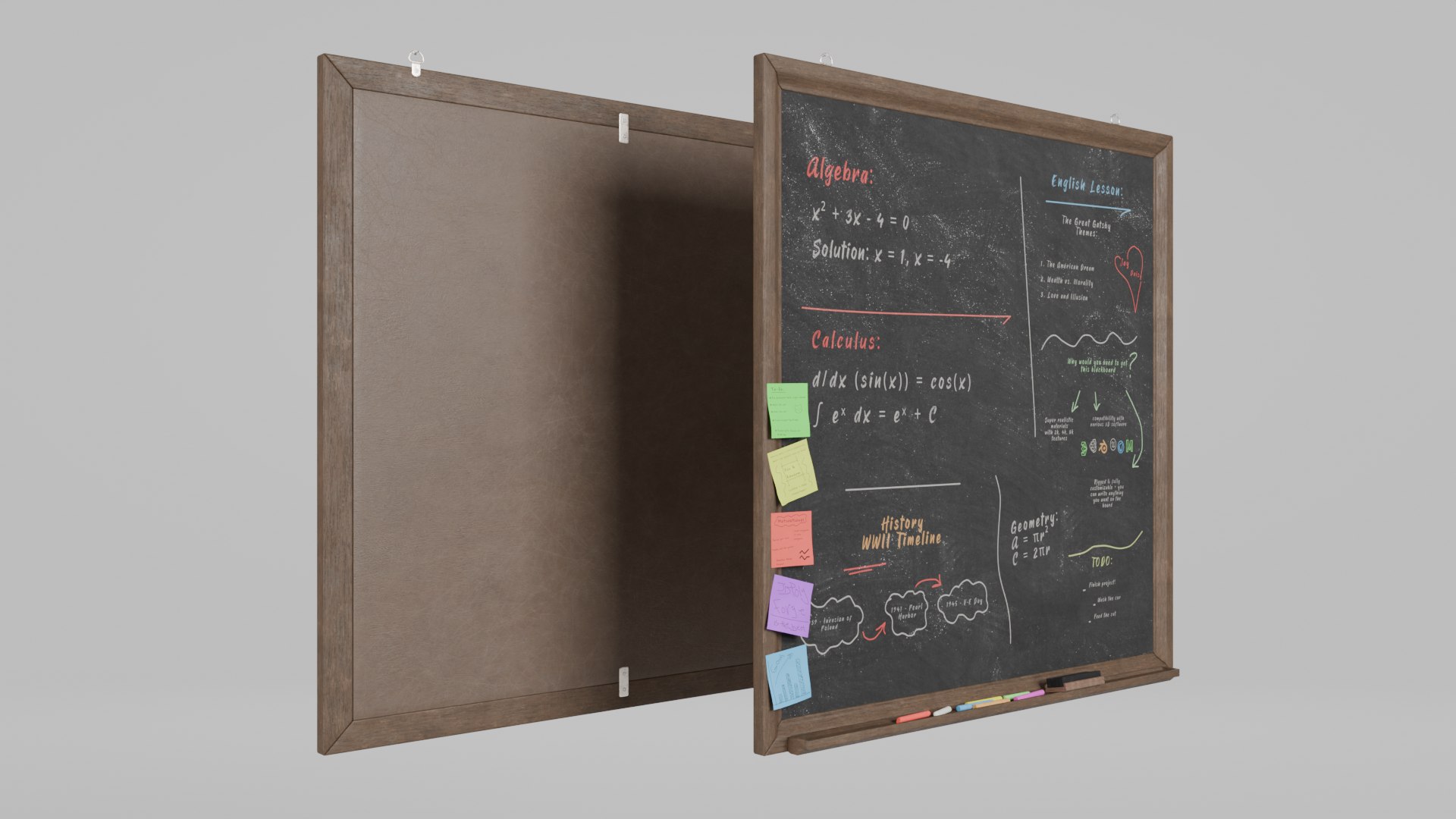 Customizable Wall-Mounted Blackboard - Square Wooden Writing Board 3D ...
