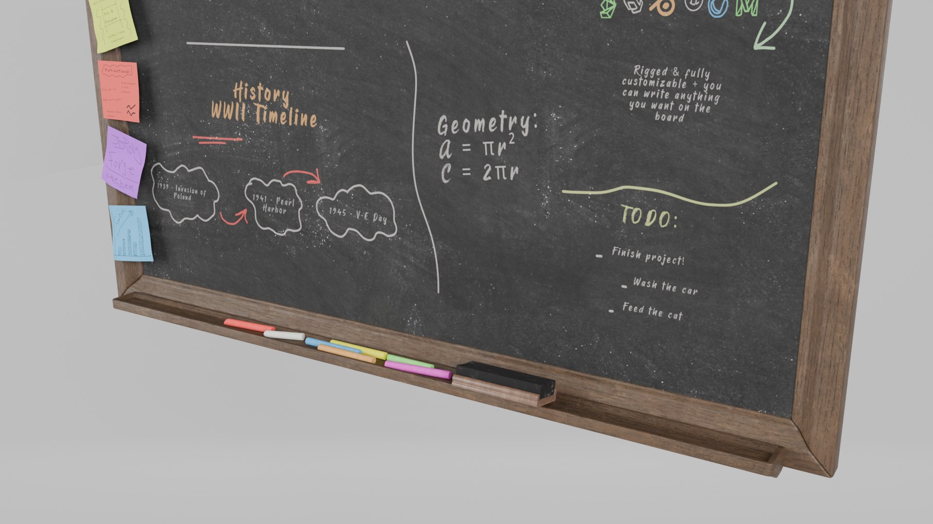 Customizable Wall-Mounted Blackboard - Square Wooden Writing Board 3D ...