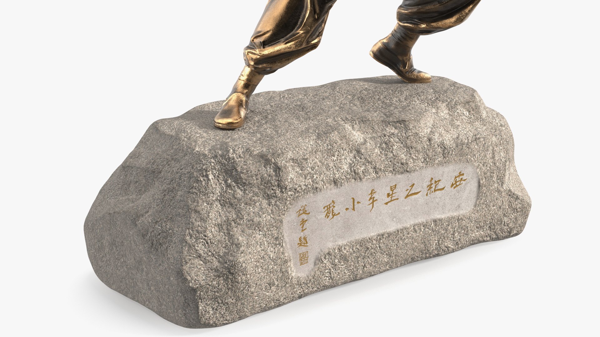 3D Small Bronze Figure Of Bruce Lee On Stone Pedestal - TurboSquid 2395914