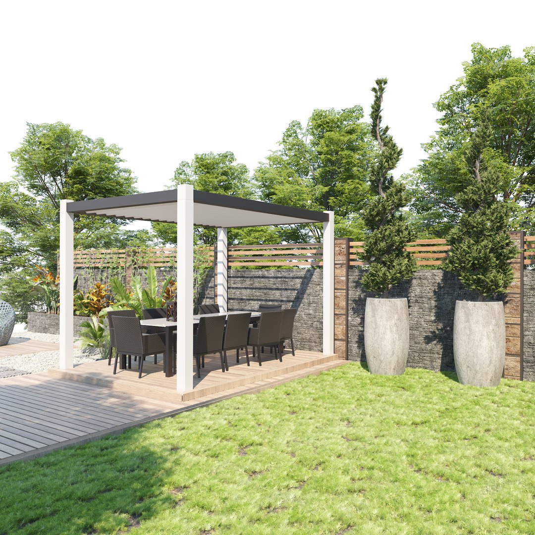 House Backyard Landscape 3d Model 3D - TurboSquid 2046484