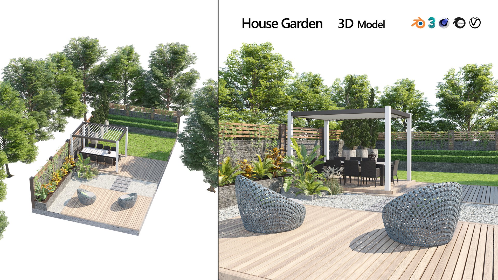 House Backyard Landscape 3d Model 3D - TurboSquid 2046484