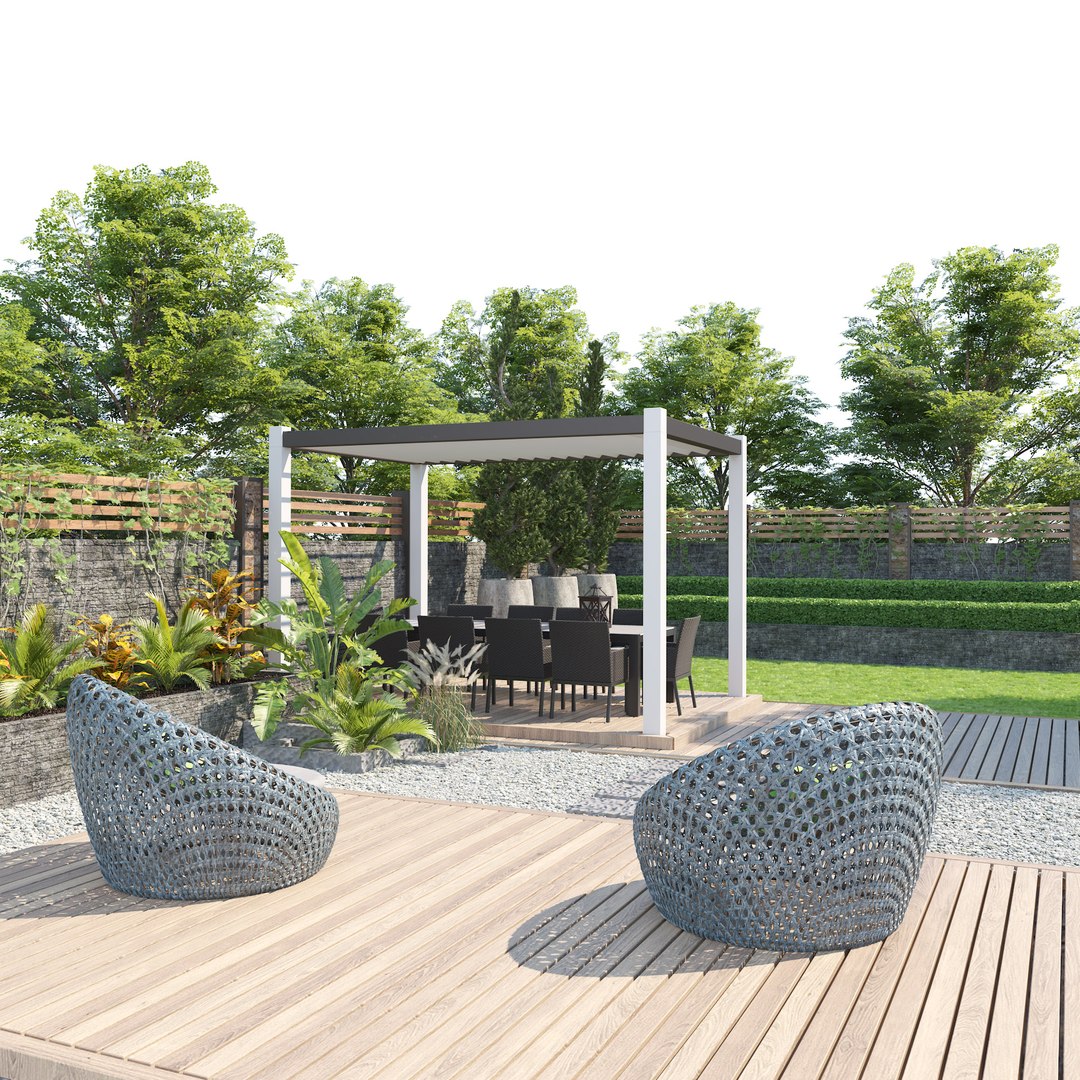 House Backyard Landscape 3d Model 3D - TurboSquid 2046484