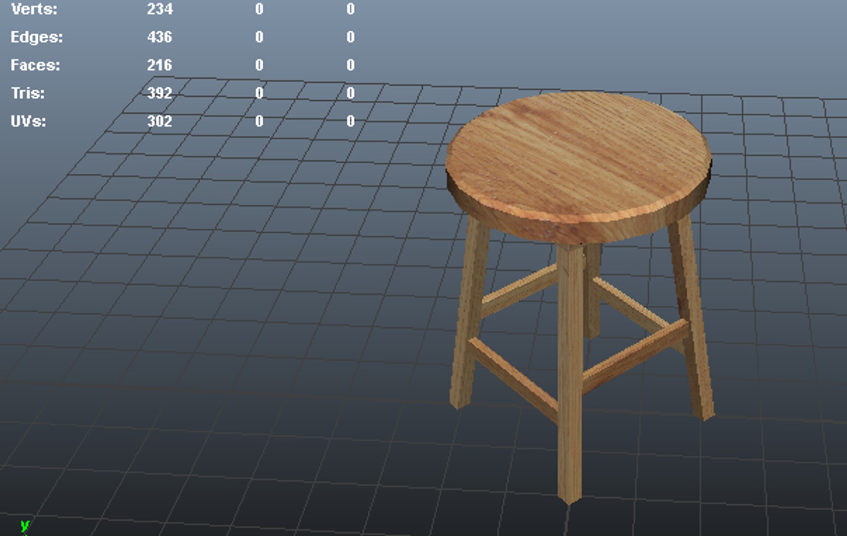wooden stool 3d obj