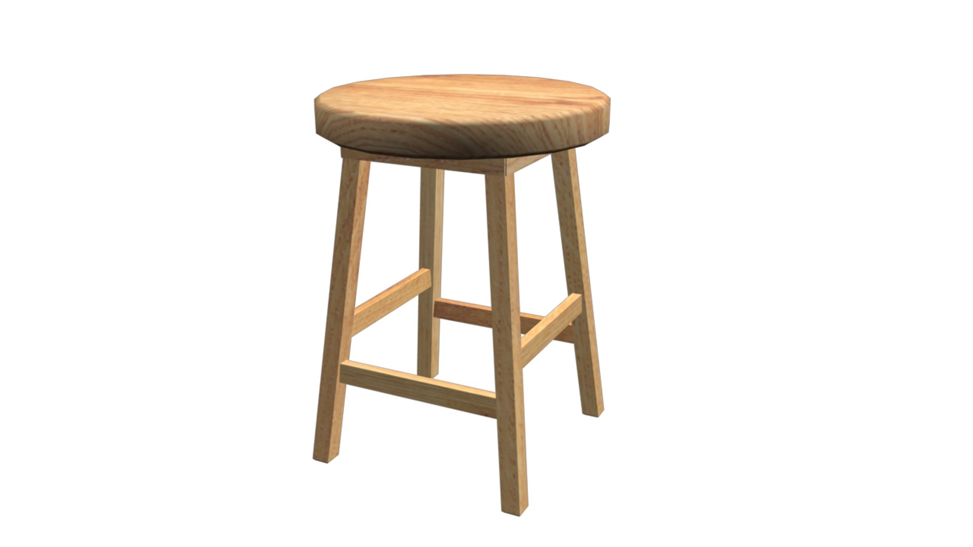 wooden stool 3d obj