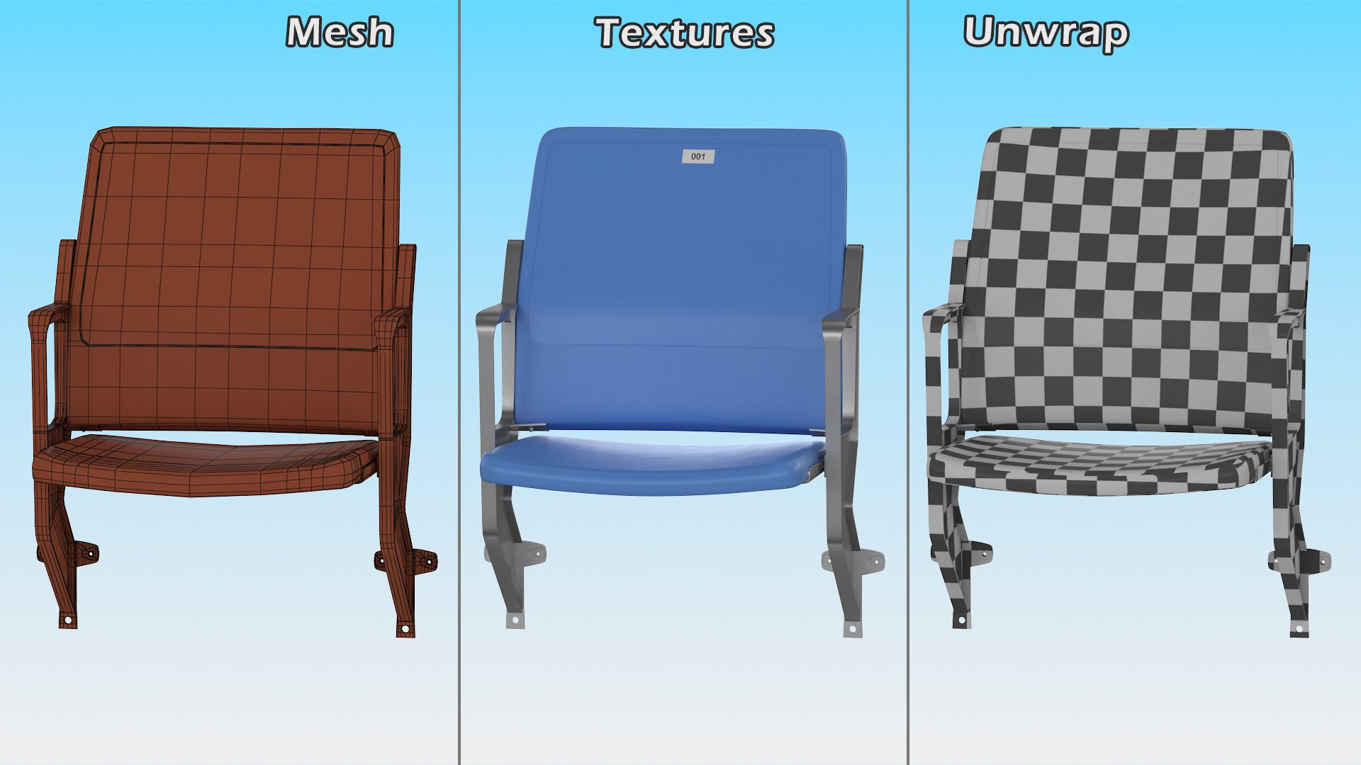 Plastic Stadium Seat Open Wall Mount Model - TurboSquid 1944764