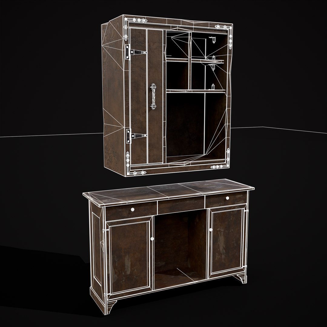 3D Model Rustic Cabinet And Drawer - TurboSquid 1968130