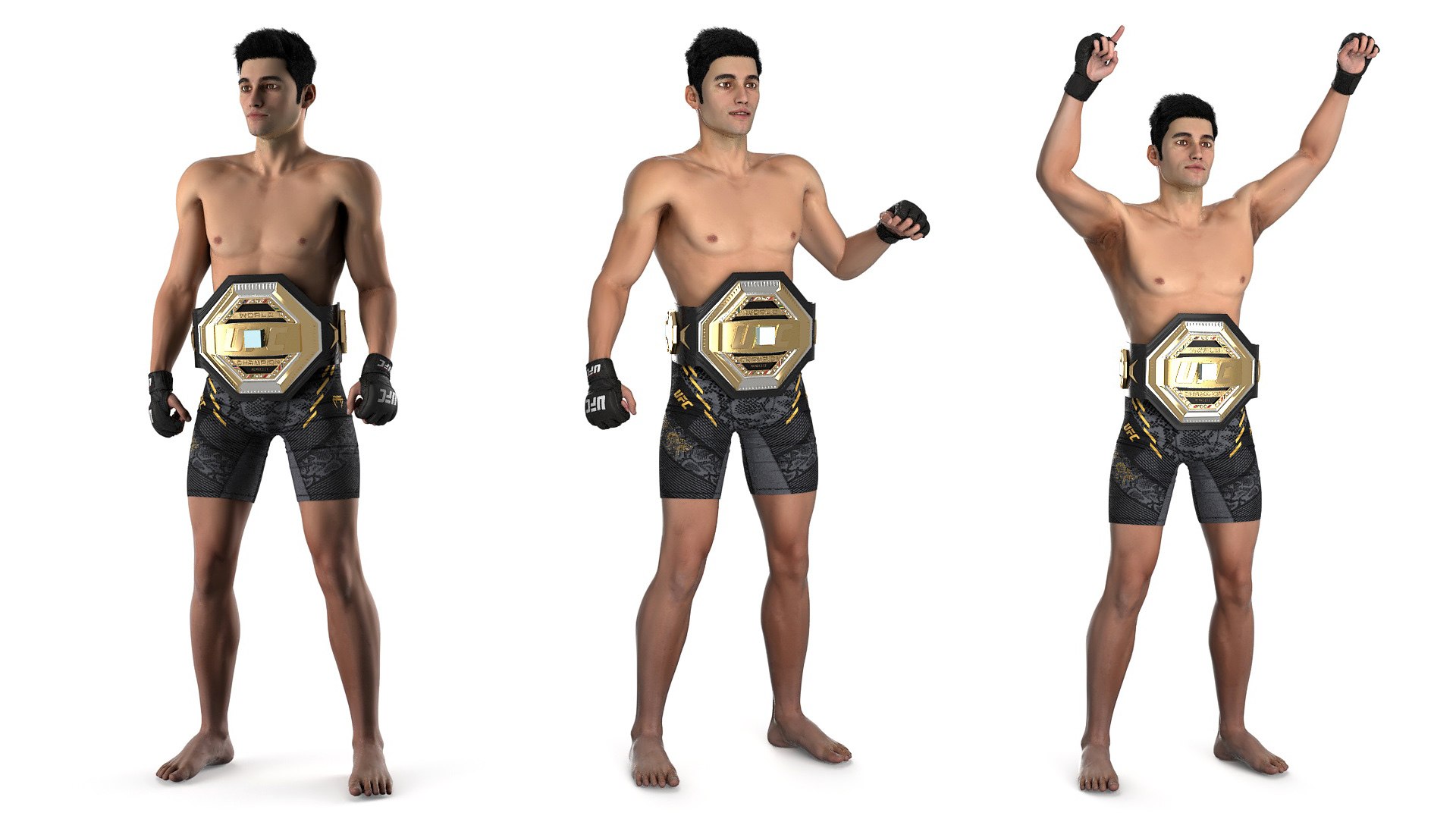 UFC MMA Fighter Wins Animated Fur Rigged 3D - TurboSquid 2382947