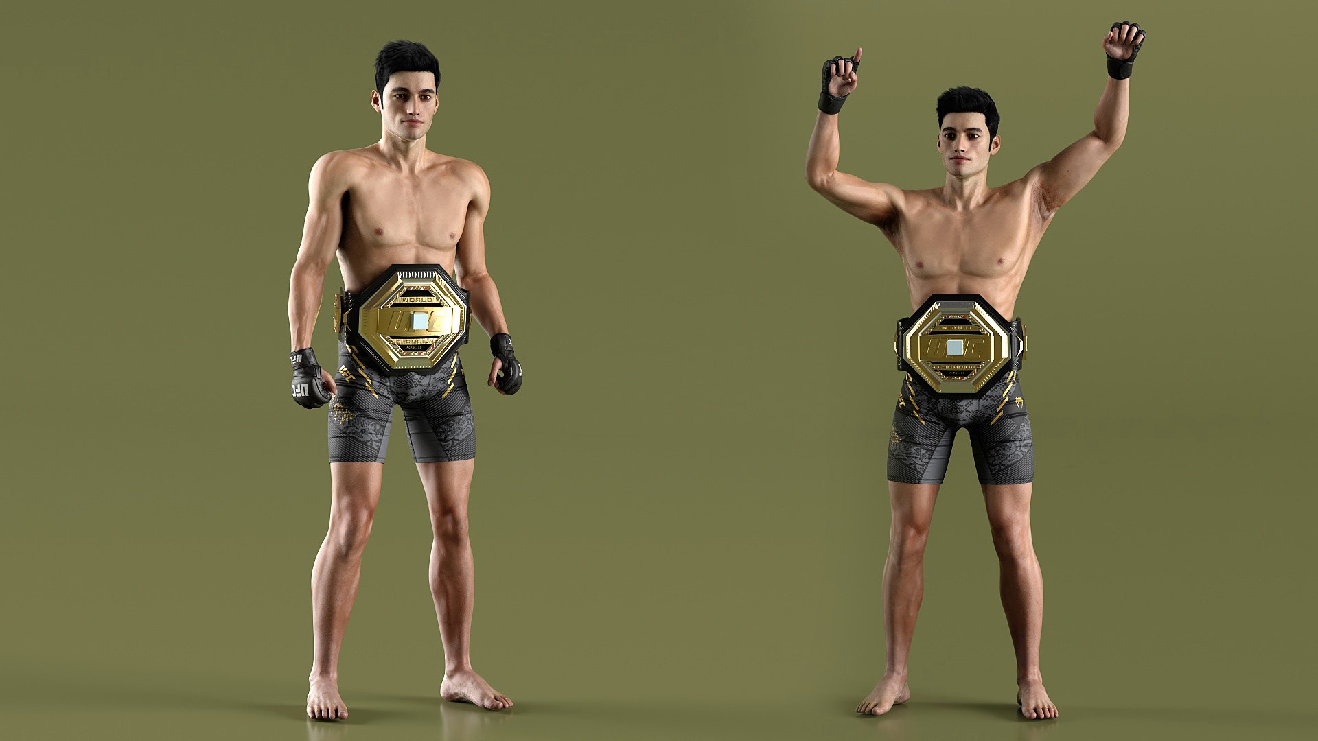 UFC MMA Fighter Wins Animated Fur Rigged 3D - TurboSquid 2382947