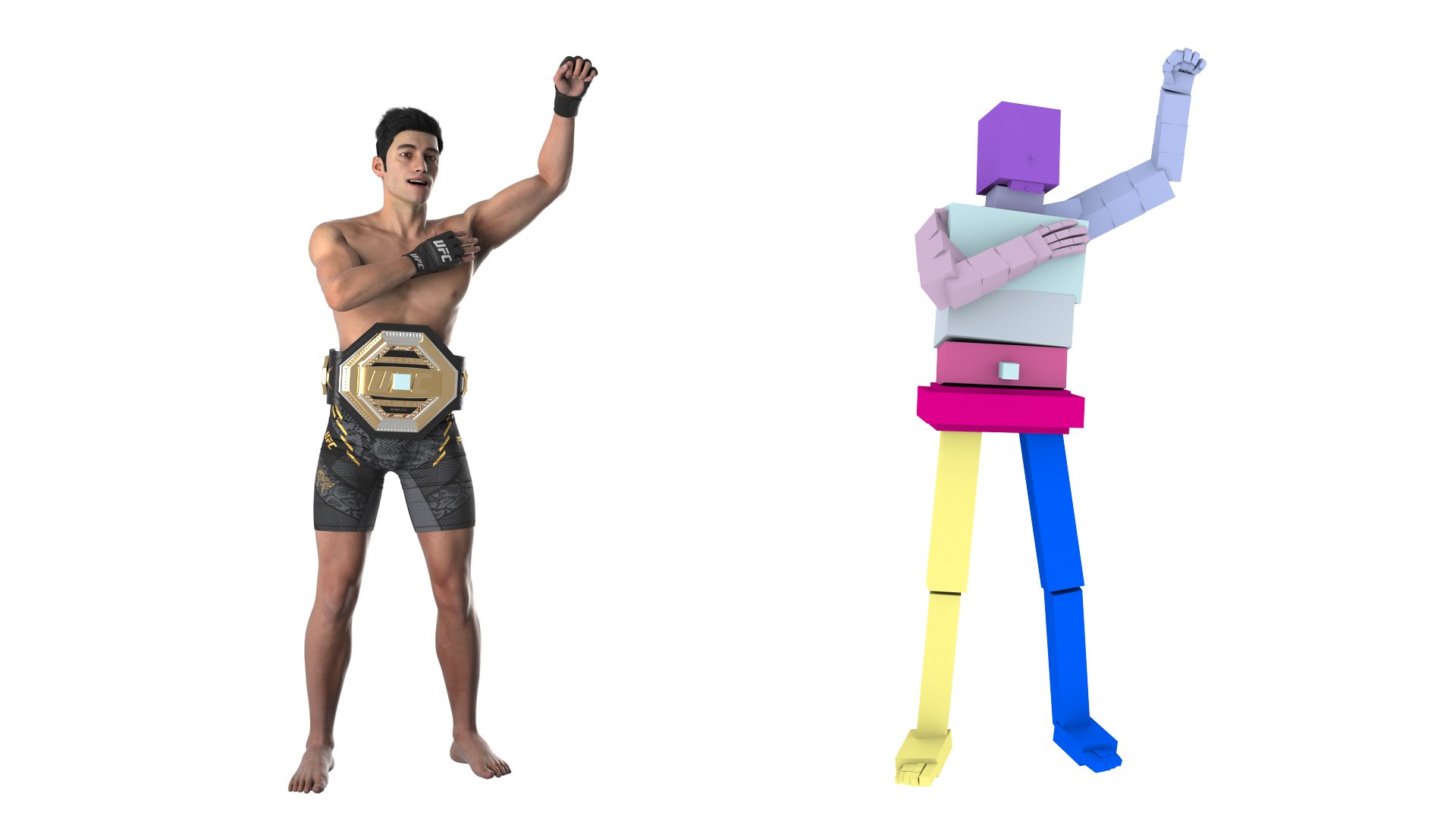 UFC MMA Fighter Wins Animated Fur Rigged 3D - TurboSquid 2382947