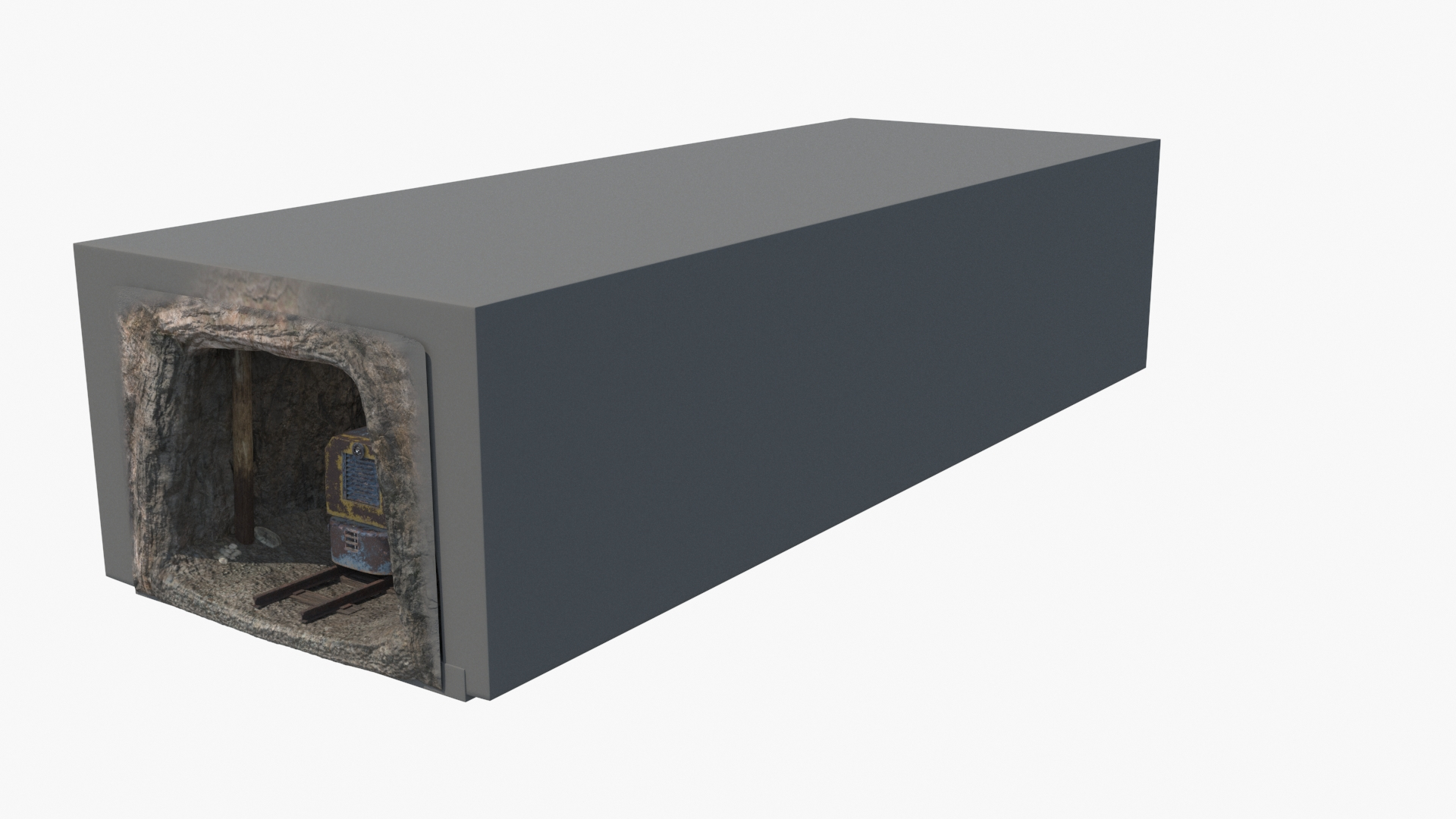 3D Mine Tunnel With Old Coal Cart Train - TurboSquid 2446477
