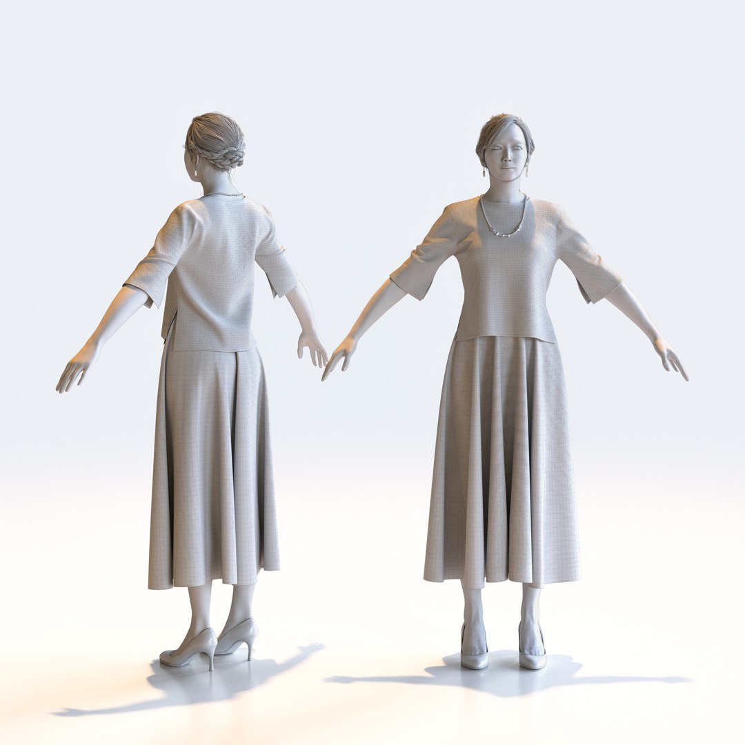 A Pose Asian Smart Casual Woman Collection - 5 Models X 5 Color ...