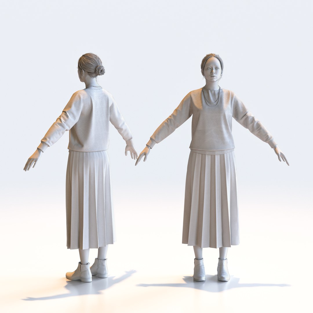 A Pose Asian Smart Casual Woman Collection - 5 Models X 5 Color ...