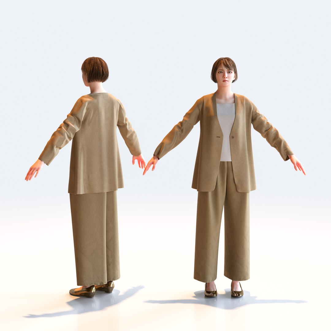 A Pose Asian Smart Casual Woman Collection - 5 Models X 5 Color ...