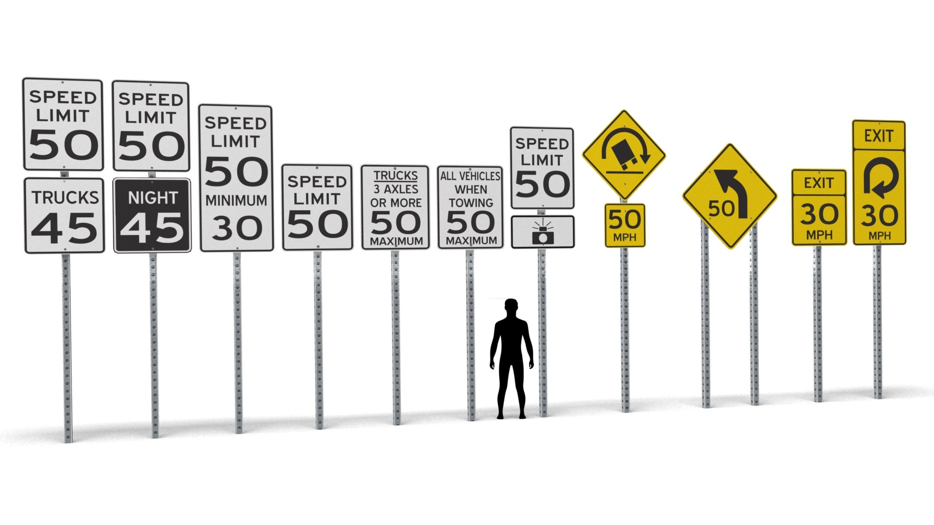 3D Signs Speed Limits Expressway Model - TurboSquid 2235868