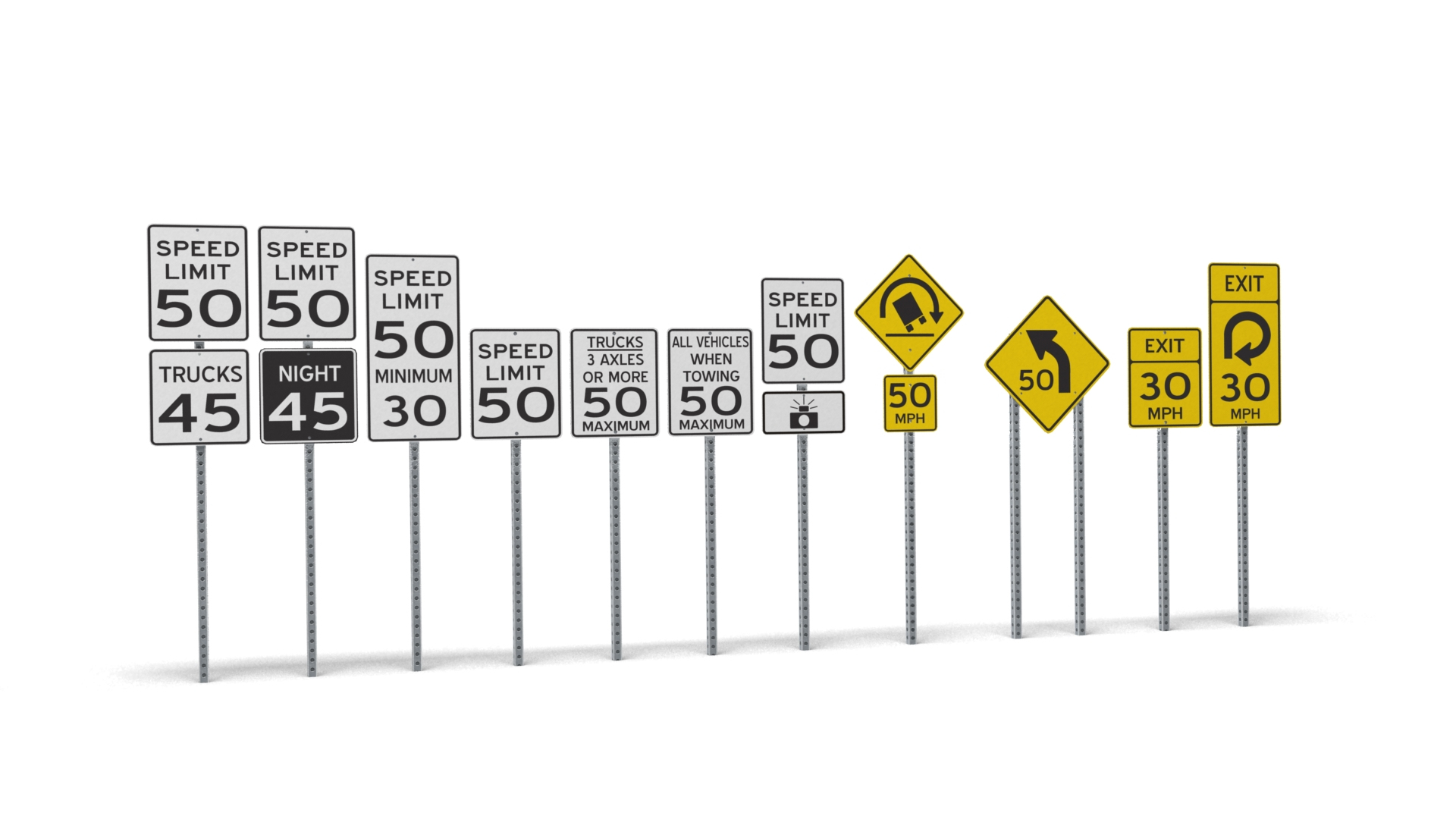3D Signs Speed Limits Expressway Model - TurboSquid 2235868