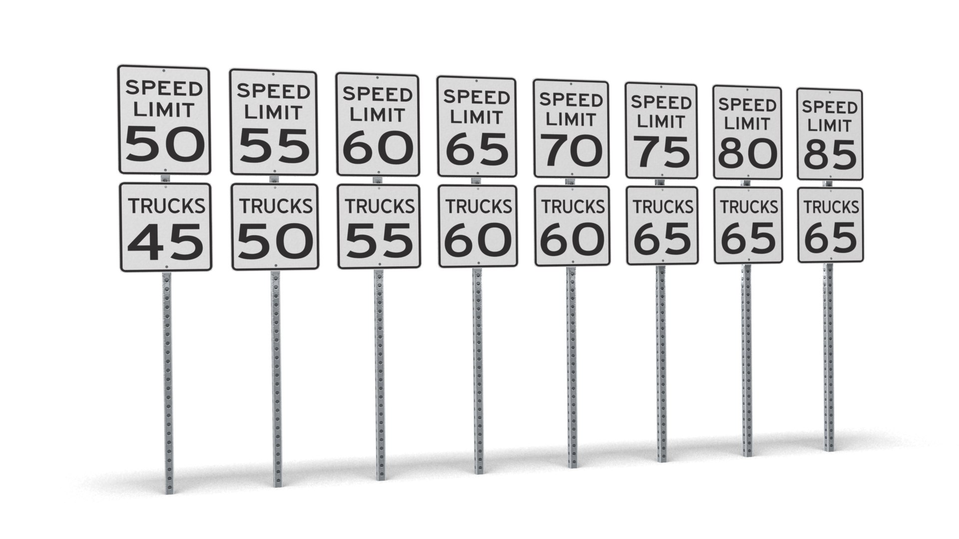 3D Signs Speed Limits Expressway Model - TurboSquid 2235868