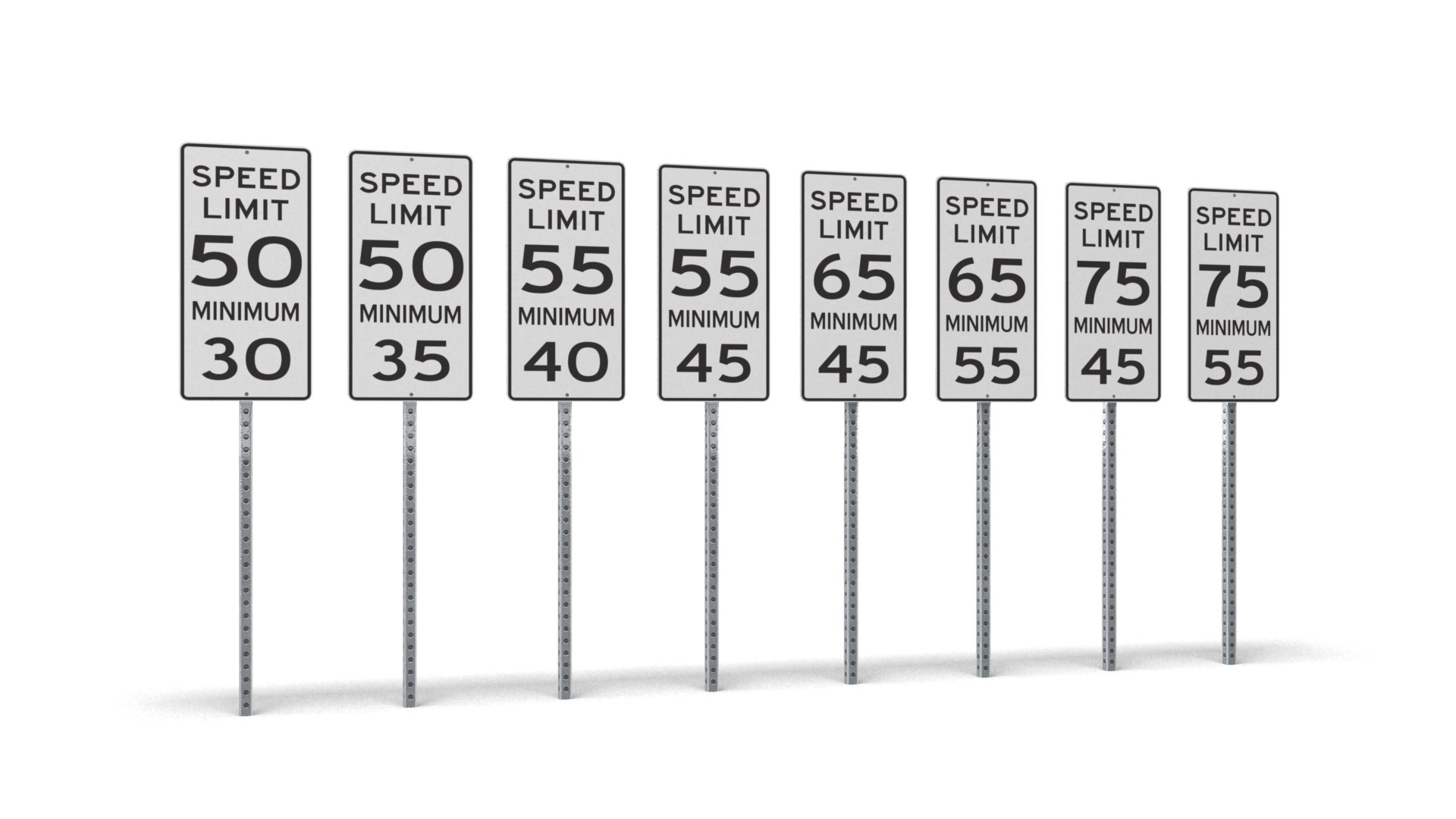 3D Signs Speed Limits Expressway Model - TurboSquid 2235868
