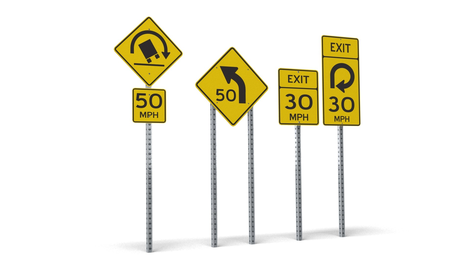 3D Signs Speed Limits Expressway Model - TurboSquid 2235868