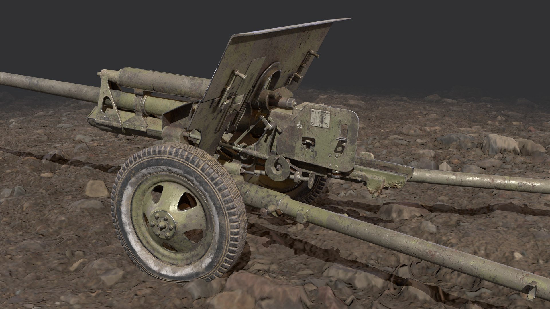 3D Model ZIS 2 Cannon USSR - TurboSquid 1751069