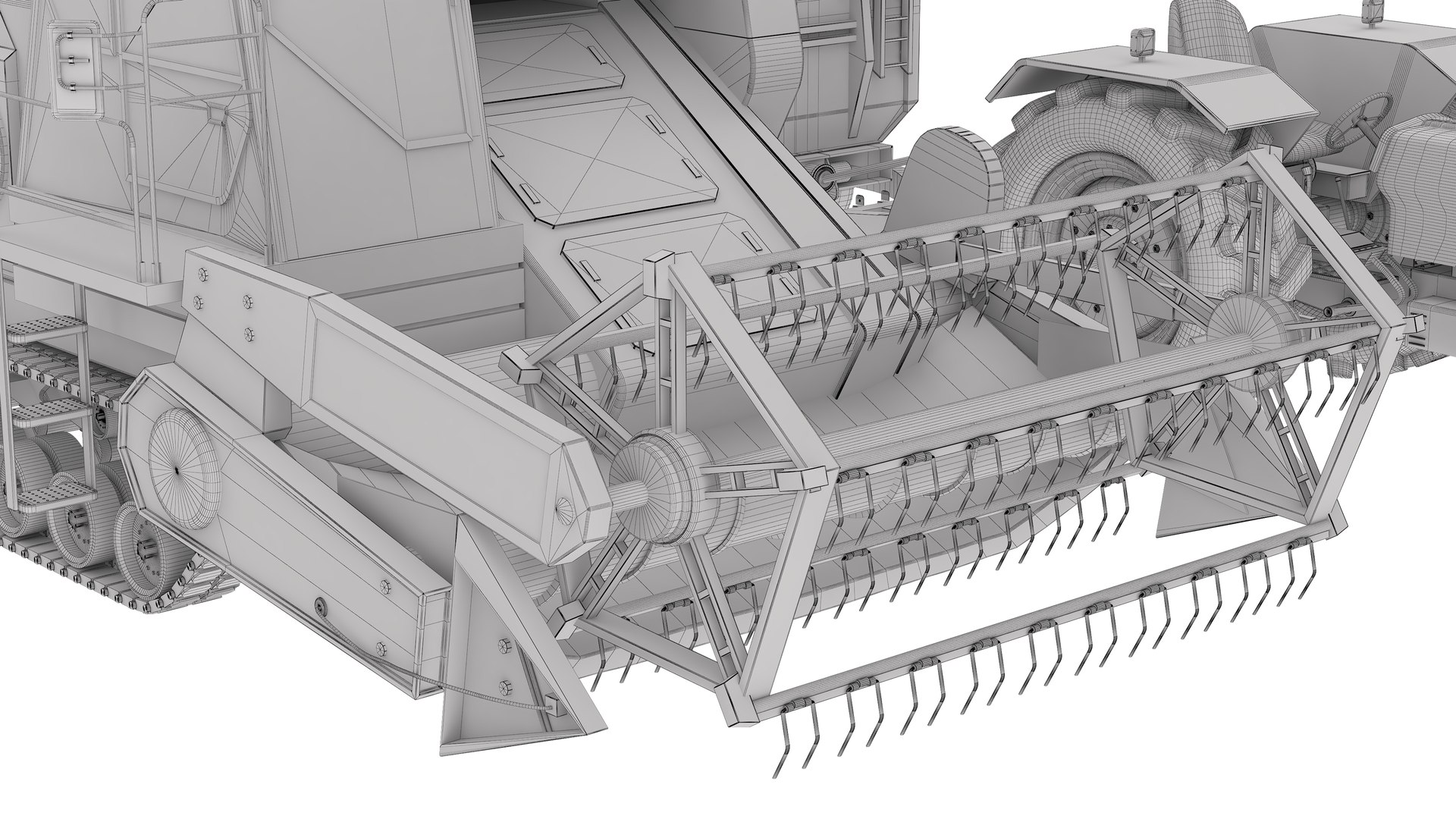 Harvester With Tractor With Agricultural Trailer 3D Model - TurboSquid ...