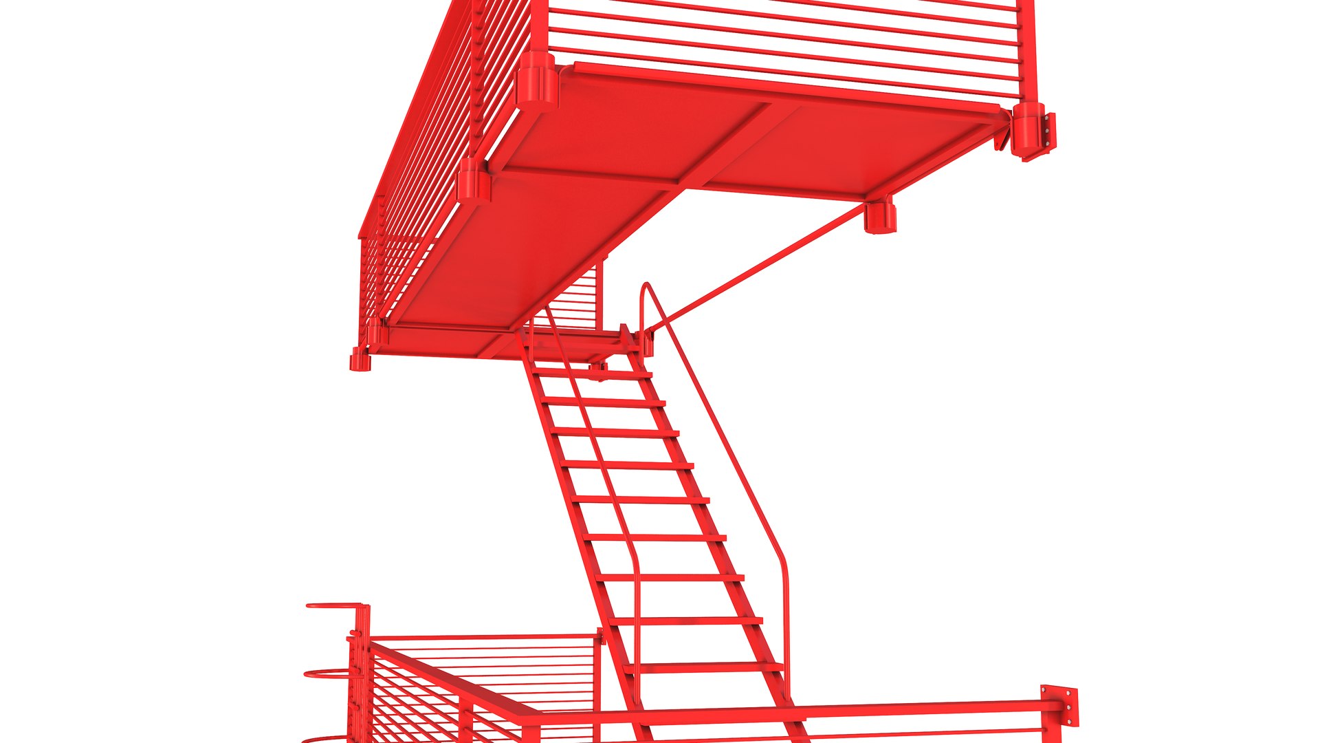 3D Model Fire Escape - Red - TurboSquid 1910260