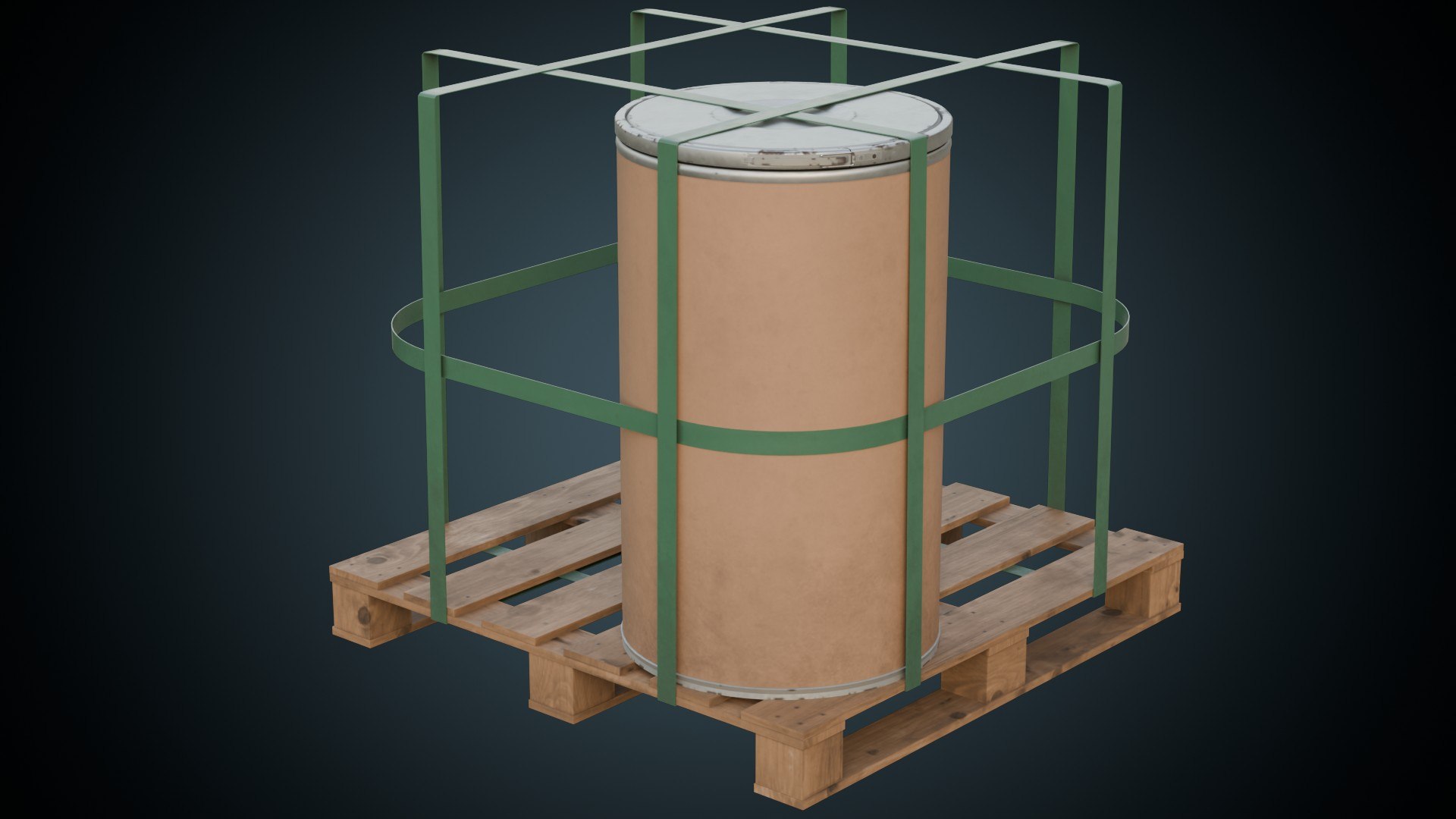 Cardboard Barrel And Pallet 1B Model - TurboSquid 2301187