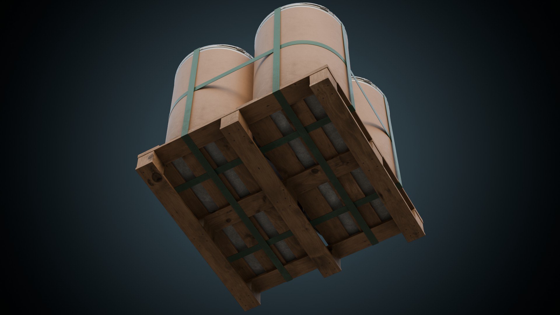 Cardboard Barrel And Pallet 1B Model - TurboSquid 2301187