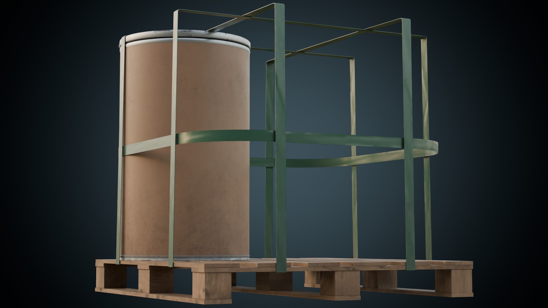 Cardboard Barrel And Pallet 1B Model - TurboSquid 2301187