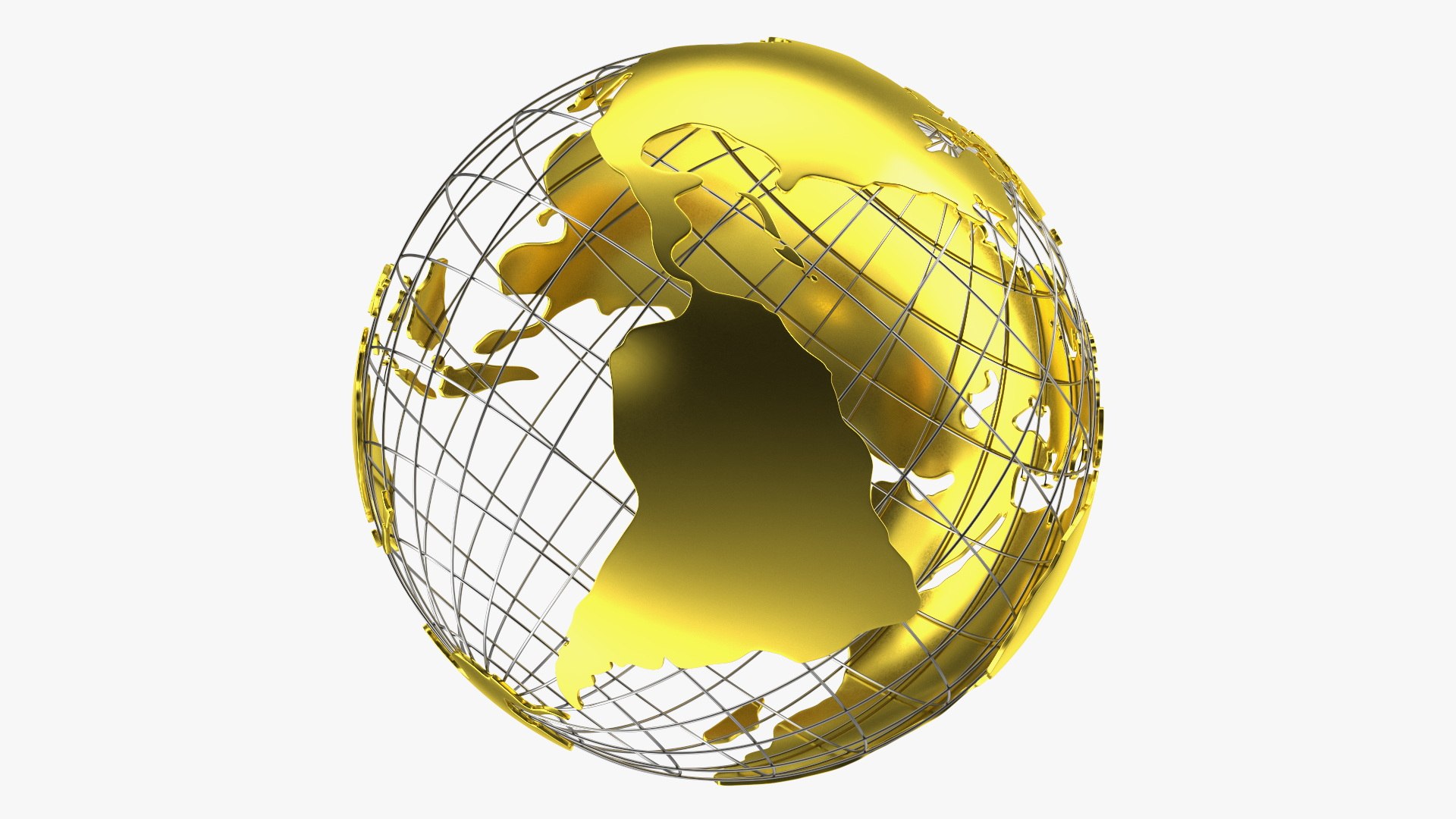 Wireframe Earth Globe Gold 3D - TurboSquid 2163439