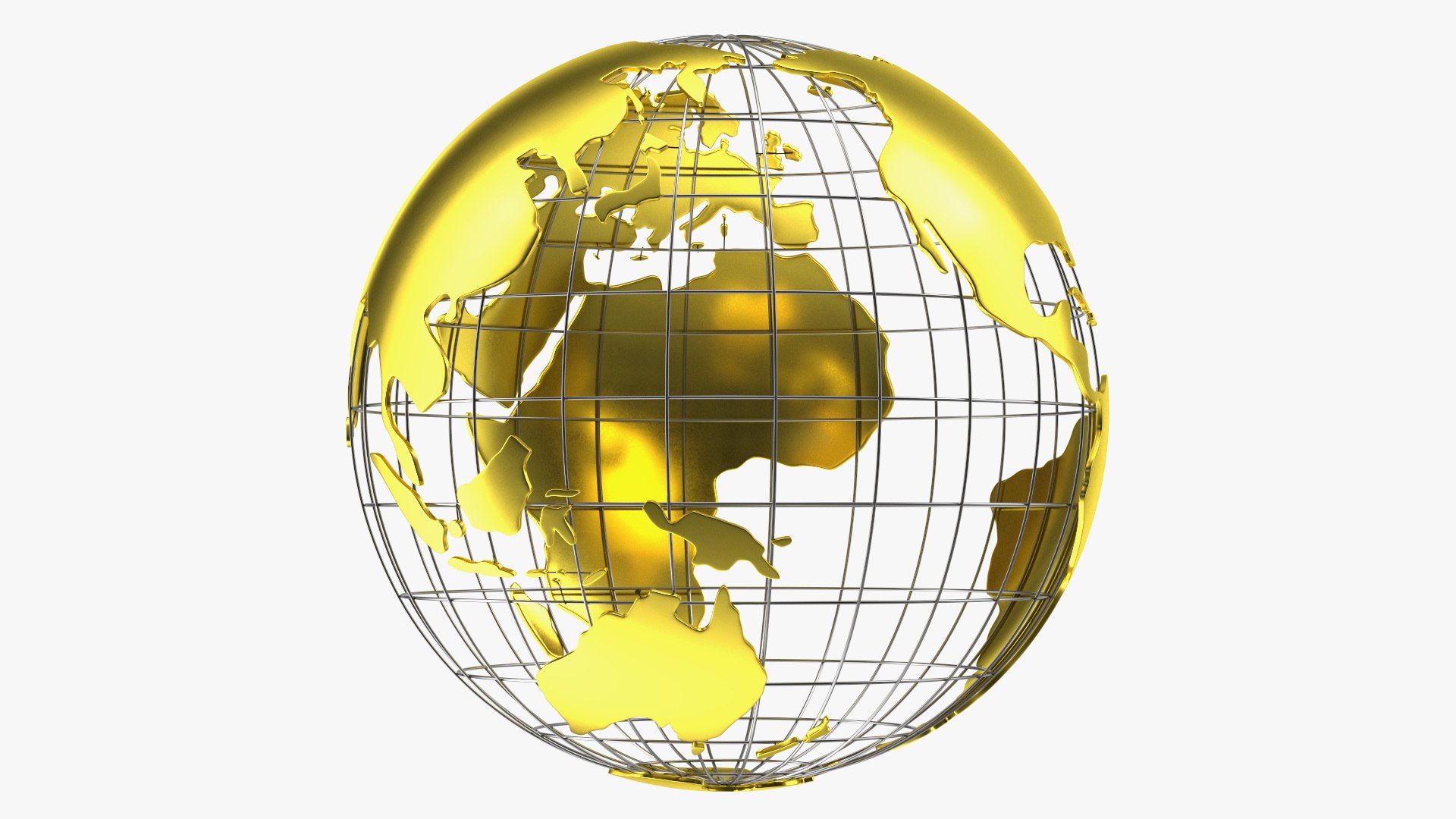 Wireframe Earth Globe Gold 3D - TurboSquid 2163439