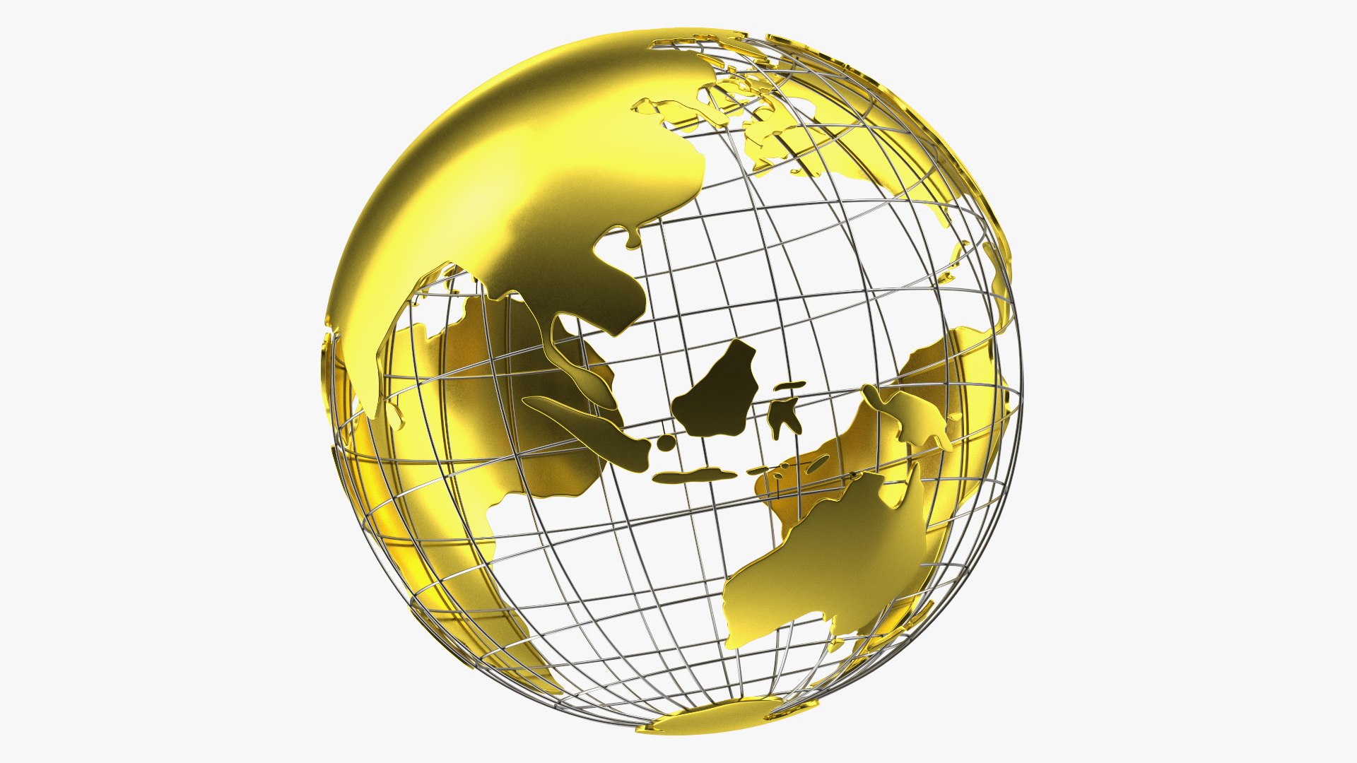 Wireframe Earth Globe Gold 3D - TurboSquid 2163439