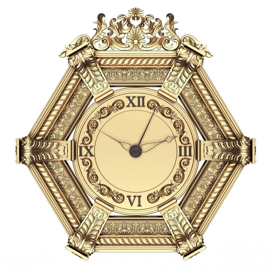 3D Classic Wall Clock 17 Gold - TurboSquid 2137900