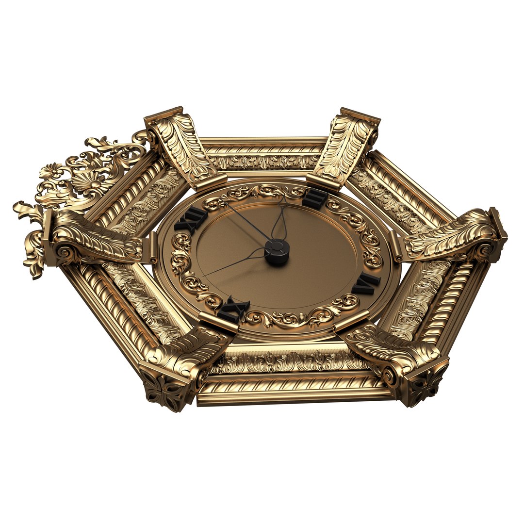 3D Classic Wall Clock 17 Gold - TurboSquid 2137900