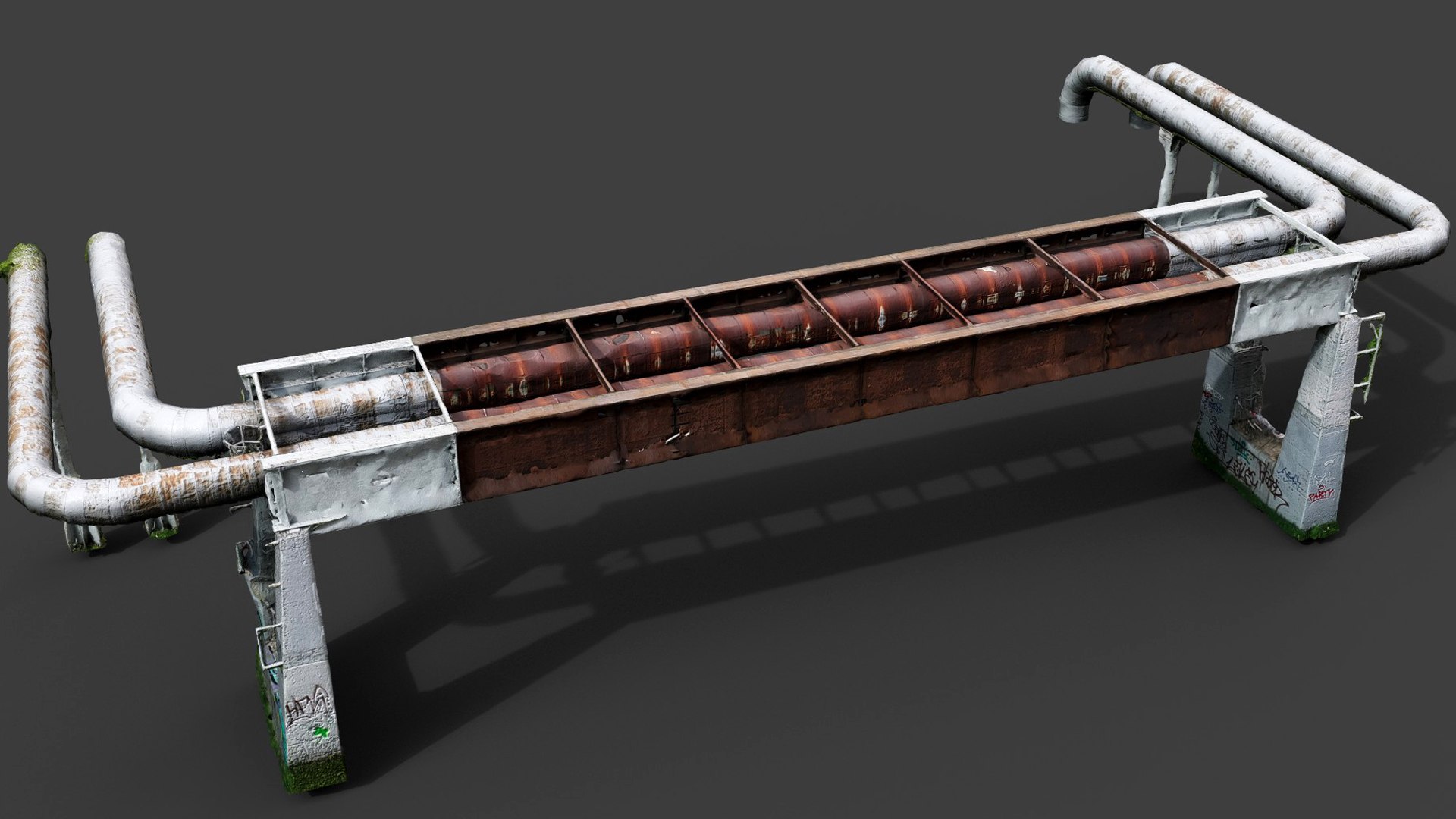 3D Heat Pipes Rusty Abandoned Factory Drone Photogrammetry Model ...