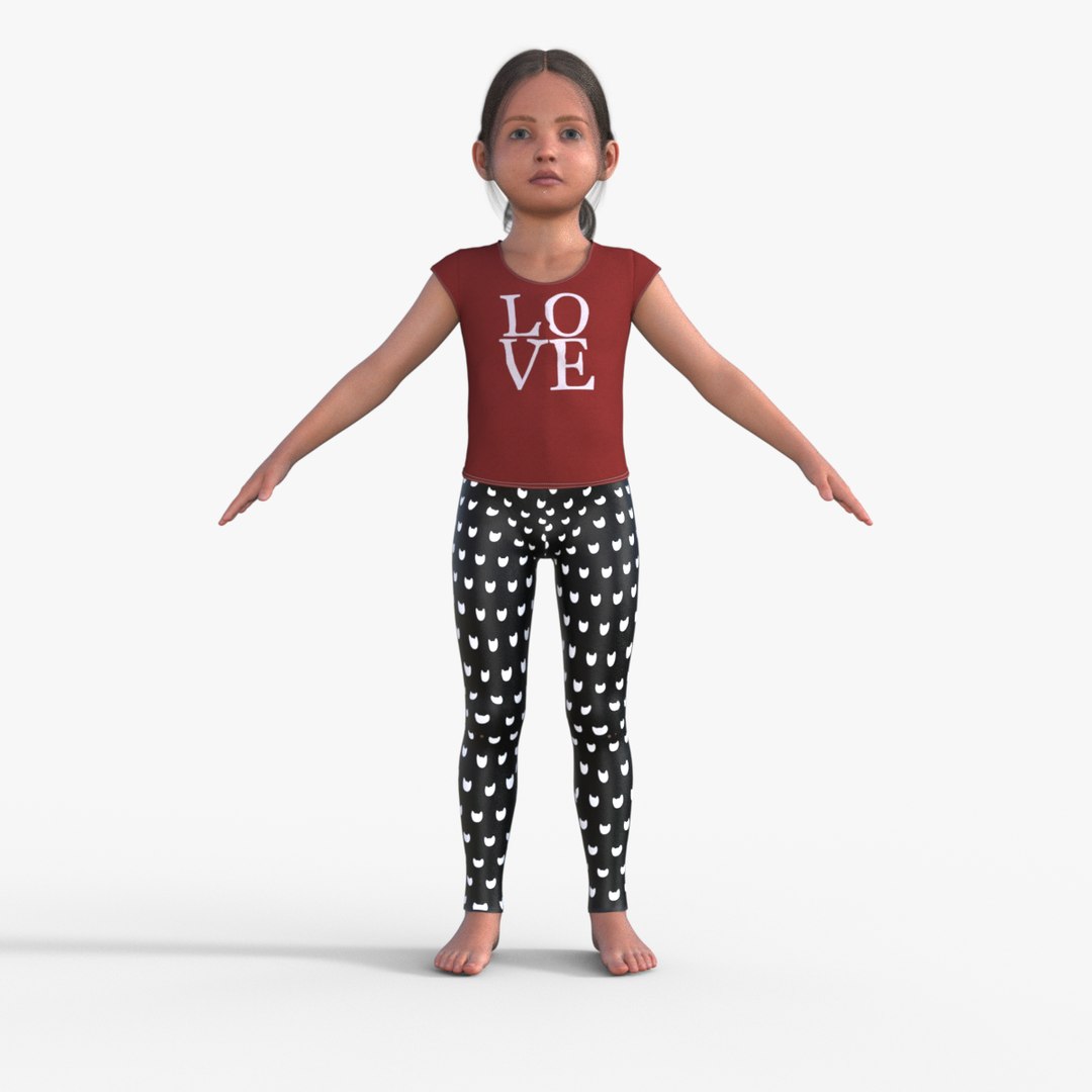 Realistic 3D Girl Child Character Rigged 3D Model - TurboSquid 2404741