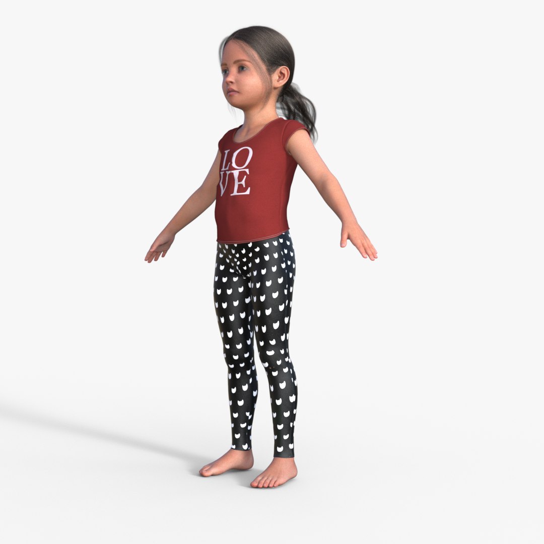 Realistic 3D Girl Child Character Rigged 3D Model - TurboSquid 2404741