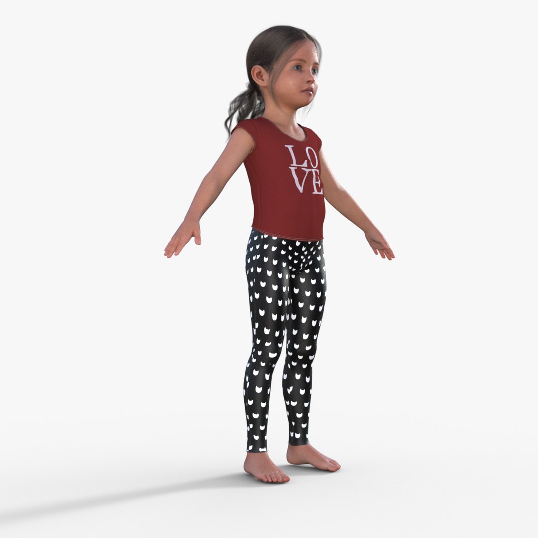 Realistic 3D Girl Child Character Rigged 3D Model - TurboSquid 2404741