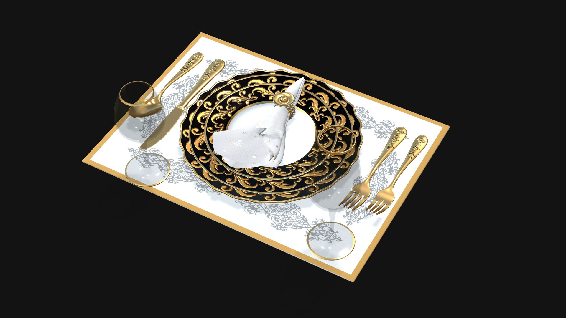 Golden Flatware Set 3D Model - TurboSquid 1806294